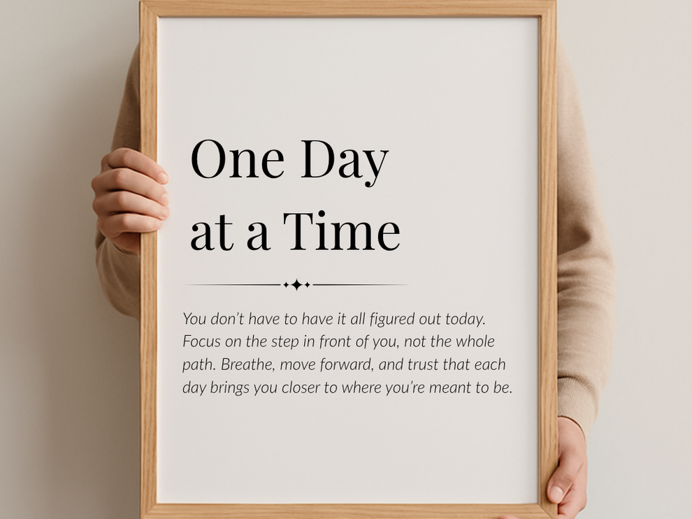 One Day at a Time Wall Art – Motivational Quote for Recovery & Mindset ...
